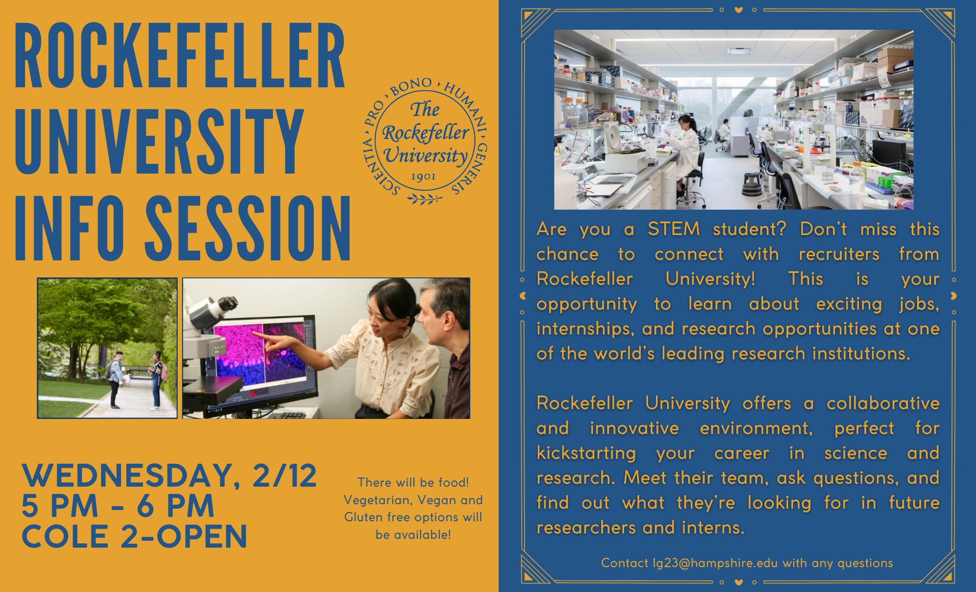 Rockefeller University Info Session @ 5PM | Hampshire College Intranet
